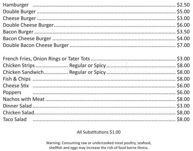 Menu at Tony V's Garage pub & bar, Everett