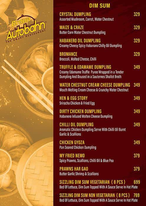 Menu at Braun Autobahn - The Smart Restaurant, Pune