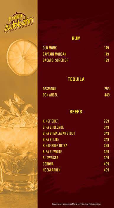 Menu at Braun Autobahn - The Smart Restaurant, Pune