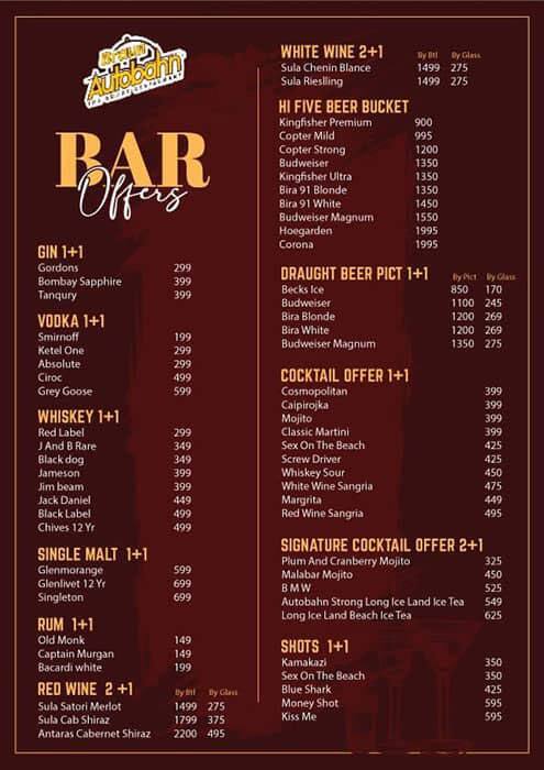 Menu at Braun Autobahn - The Smart Restaurant, Pune