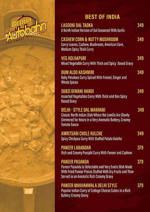 Menu at Braun Autobahn - The Smart Restaurant, Pune