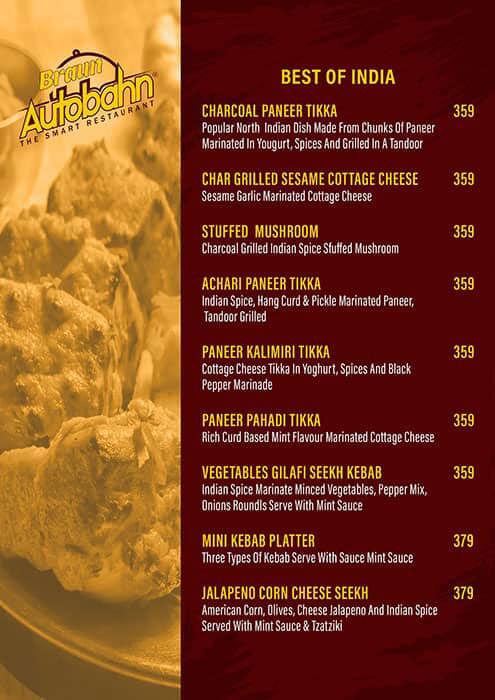 Menu at Braun Autobahn - The Smart Restaurant, Pune