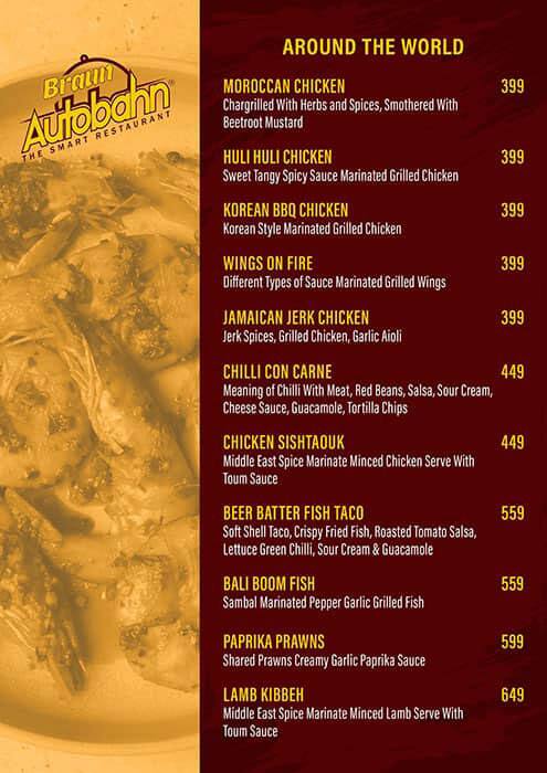 Menu at Braun Autobahn - The Smart Restaurant, Pune