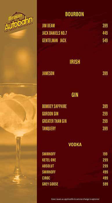 Menu at Braun Autobahn - The Smart Restaurant, Pune