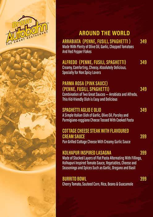 Menu at Braun Autobahn - The Smart Restaurant, Pune