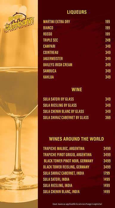 Menu at Braun Autobahn - The Smart Restaurant, Pune