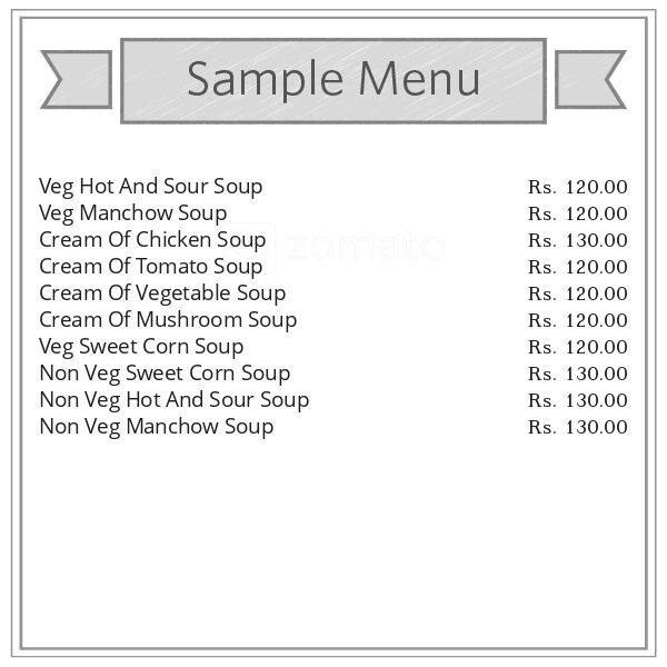 Menu at Hotel Simran, Raipur
