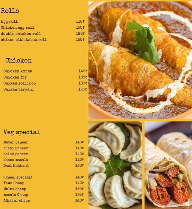 Menu of Food King, Tagore Garden, New Delhi