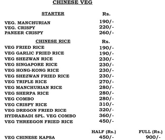 Menu of Taj Hyderabadi Family Restaurant, Wagle Estate, Thane West, Thane