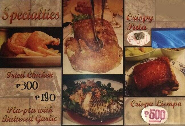 Menu at Crispy Pata Corner restaurant, Mandaluyong