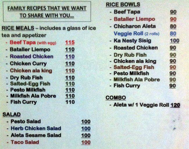 Menu at Red Door Cafe, Quezon City, 12 B Rolex St. West Fairview