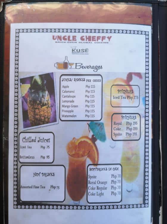 Menu at Uncle Cheffy BBQ, Tagaytay, Tagaytay Skyranch