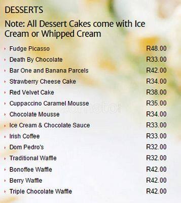 Menu at Bell & Anchor Restaurant, Scottburgh