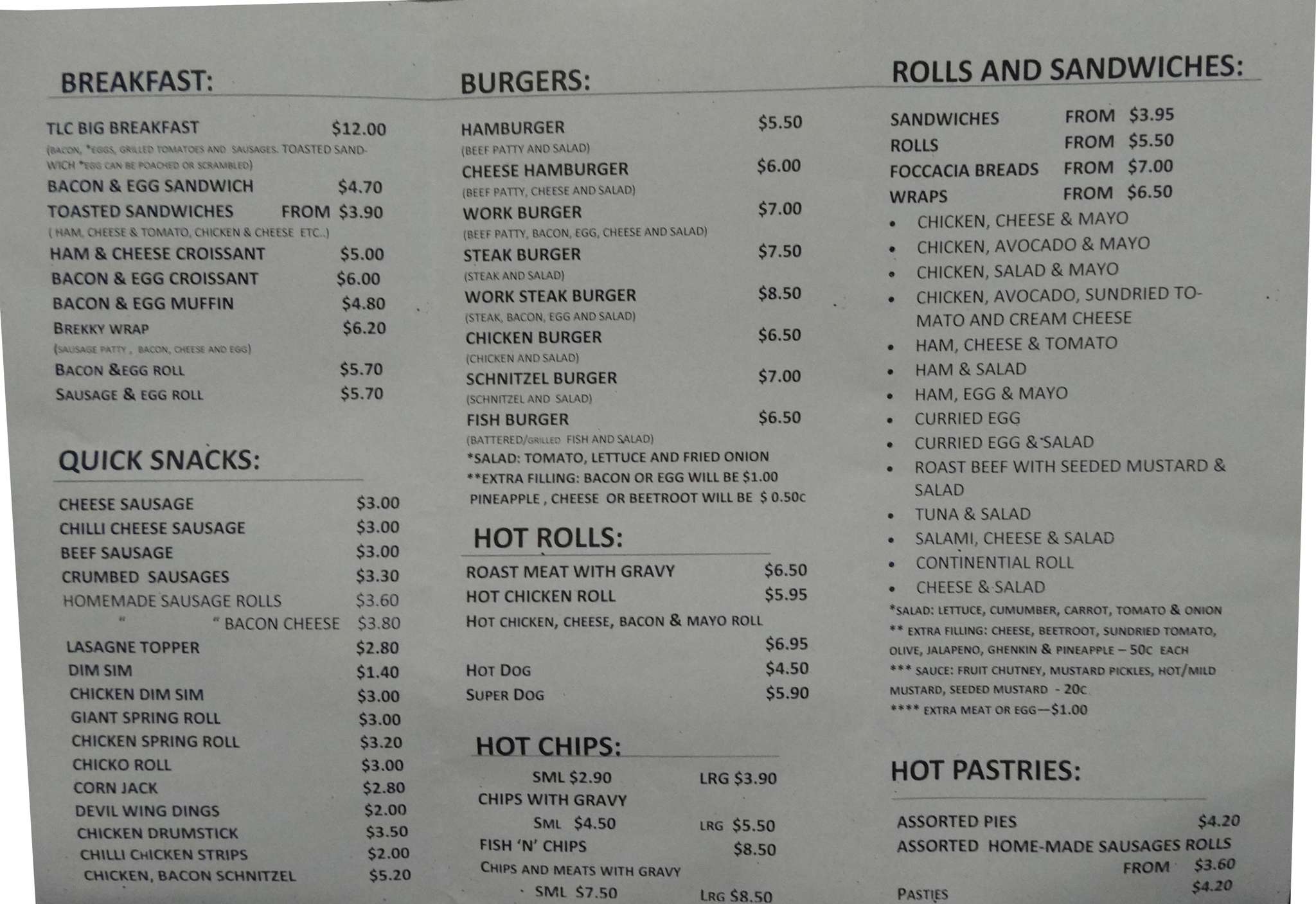 Menu at The Lunch Club, Carlisle