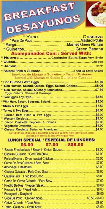 Menu at Jenny's restaurant, New York City, 233 Kingston Ave