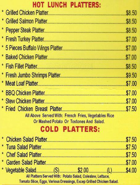 Menu at Jenny's restaurant, New York City, 233 Kingston Ave