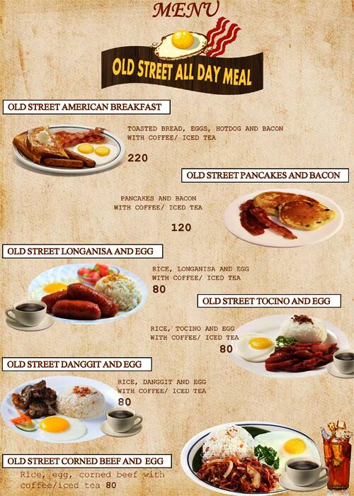 Menu at Old Street Cafe, Lapu-Lapu City, D.Macapagal Highway