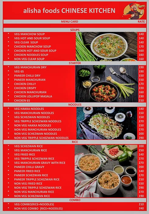 Menu of Alisha Foods Chinese Kitchen, Undri, Pune