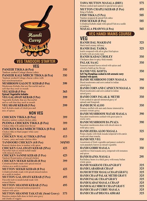 Menu of Handi Curry Co., Lajpat Nagar 4, New Delhi