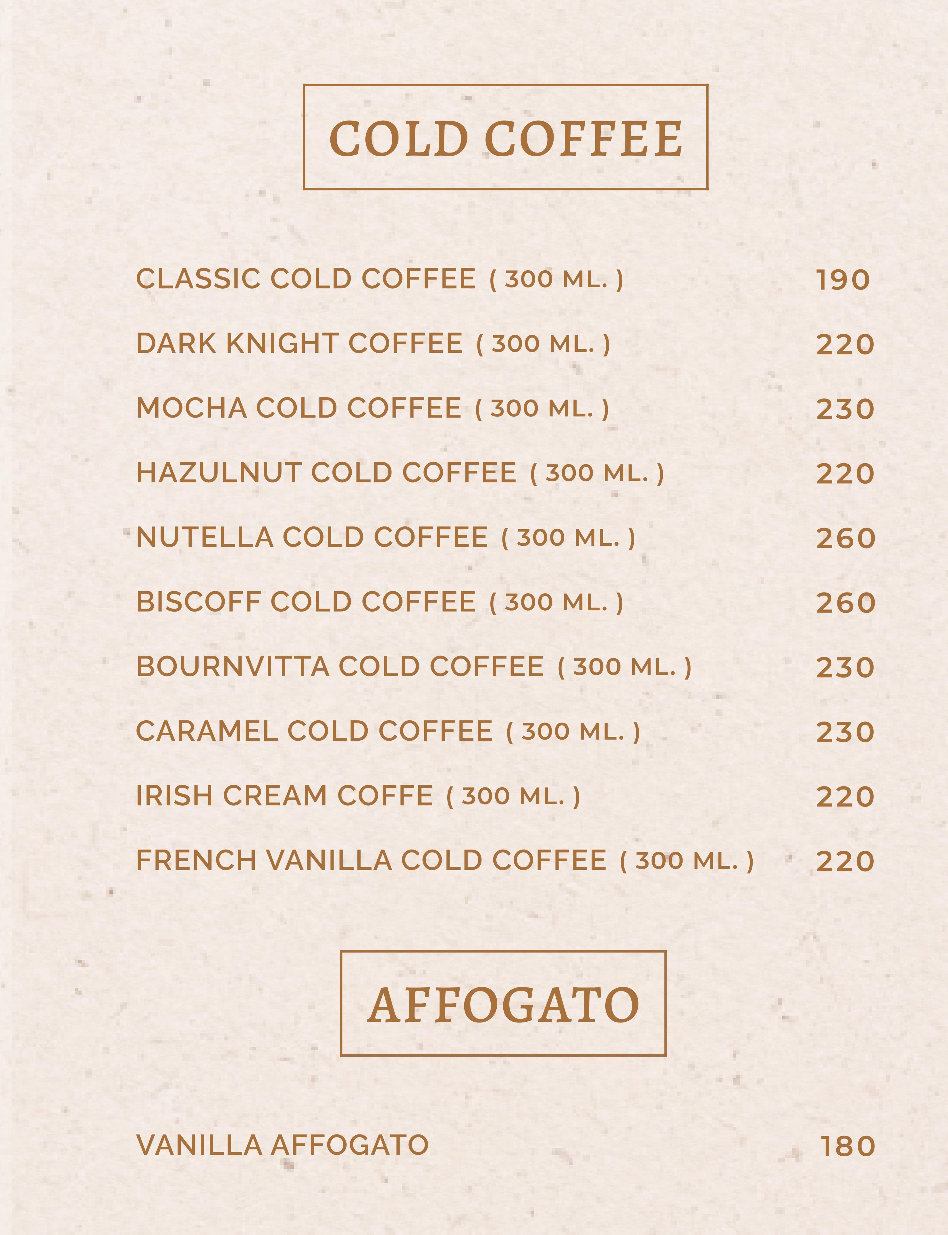 Menu of Kith & Kin - Coffee and More, Thaltej, Ahmedabad