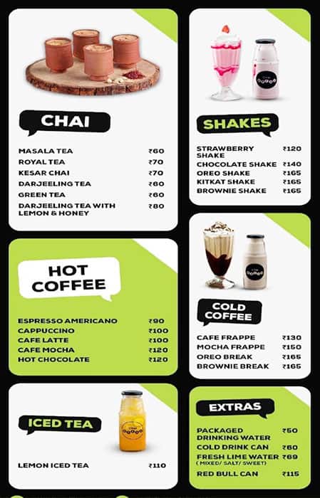 Menu at Chai break, Kolkata, 19