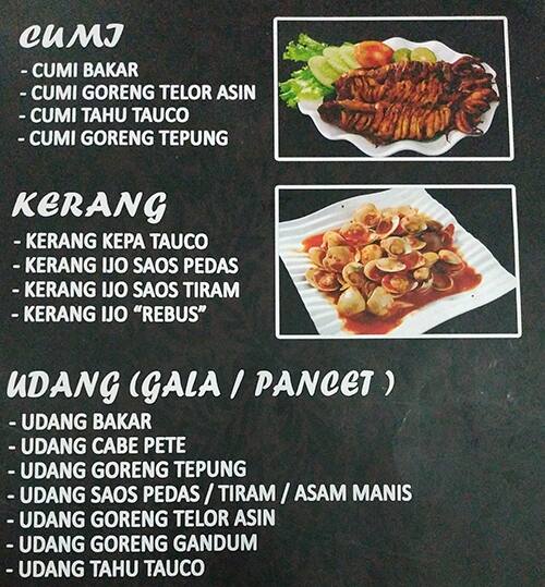 Menu at SARI SANJAYA restaurant, Tangerang, Jl. Boulevard Raya Bintaro Jaya