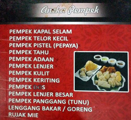 Menu at SARI SANJAYA restaurant, Tangerang, Jl. Boulevard Raya Bintaro Jaya