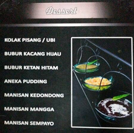 Menu at SARI SANJAYA restaurant, Tangerang, Jl. Boulevard Raya Bintaro Jaya