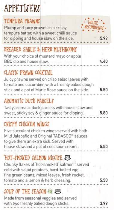 Menu at Thyme restaurant, Glasgow, 187 George St