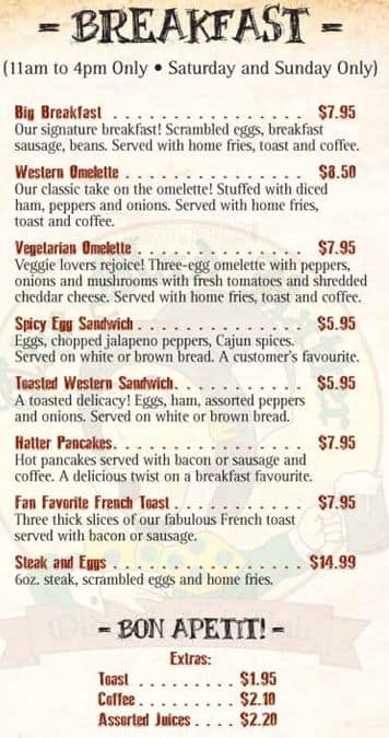 Menu au Mad Hatter Olde British Pub, Mississauga