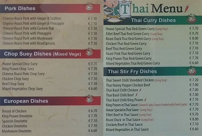 Menu at Famous restaurant, Lucan, Unit 2 4 Lower Main Street