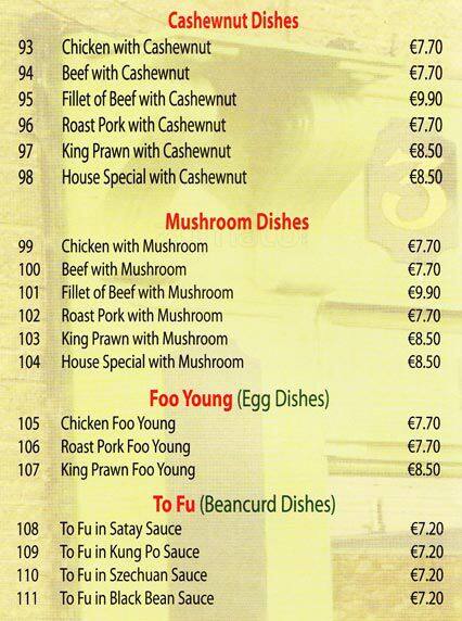 Menu at Dragon Boat fast food, Dublin, 3 Harbour Rd