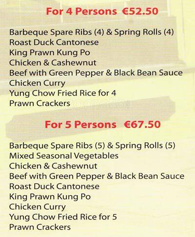 Menu at Dragon Boat fast food, Dublin, 3 Harbour Rd