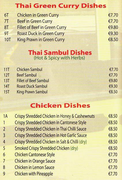 Menu at Dragon Boat fast food, Dublin, 3 Harbour Rd