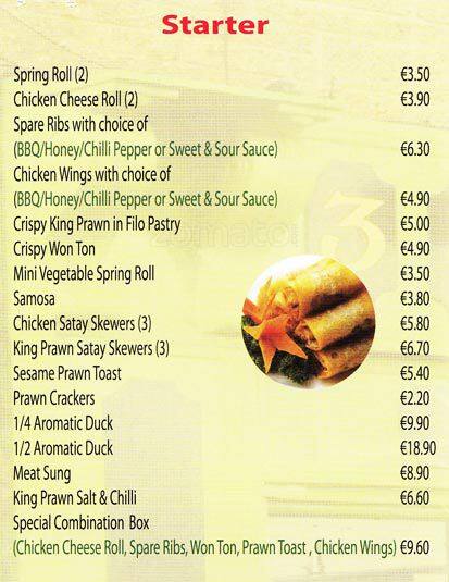 Menu at Dragon Boat fast food, Dublin, 3 Harbour Rd