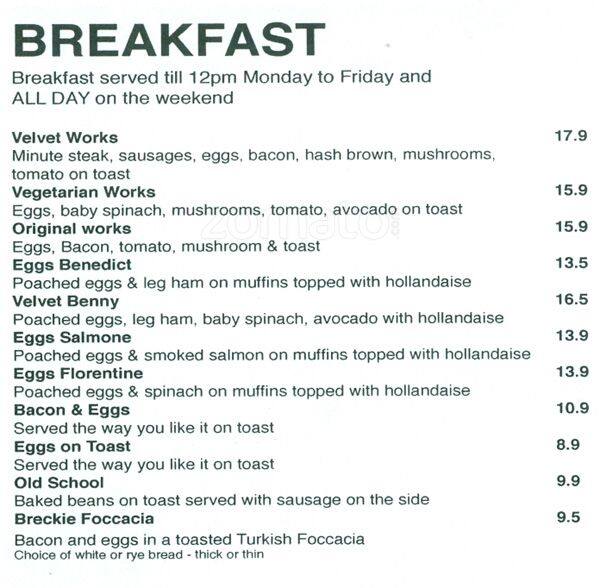 Menu at The Velvet Bar, Port Melbourne, 331 Bay St