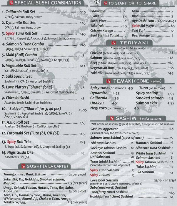 Suki Sushi Menu, Menu for Suki Sushi, Lower Lonsdale, North Vancouver ...
