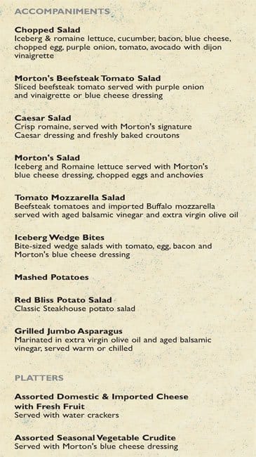Morton's The Steakhouse Menu - Urbanspoon/Zomato
