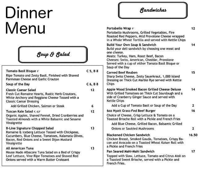Menu at B-Line Diner restaurant, Orlando