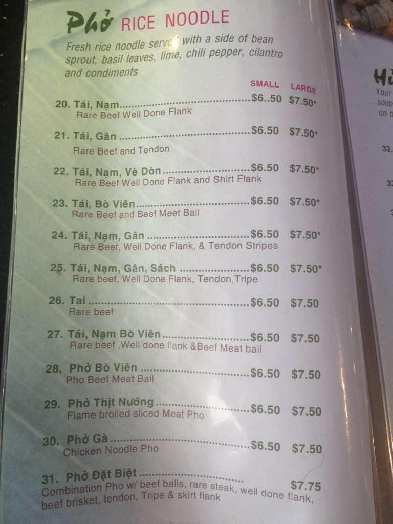 Menu at Pho Country restaurant, Carson City