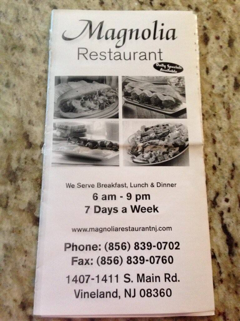 Menu at Magnolia Restaurant, Vineland
