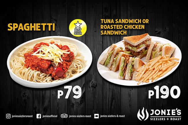 Menu at Jonie's Sizzlers & Roast restaurant, Mandaue City, Insular Square