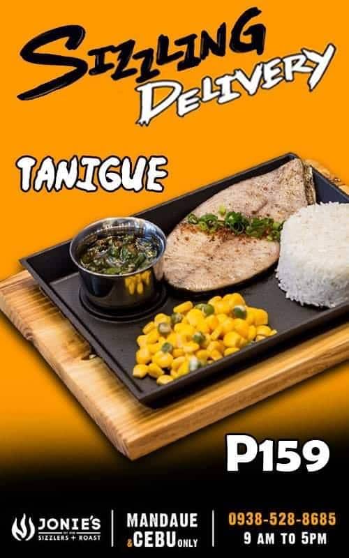 Menu at Jonie's Sizzlers & Roast restaurant, Mandaue City, Insular Square
