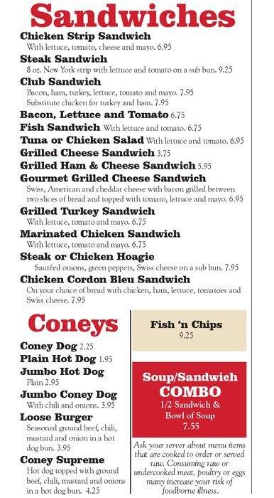 Menu at Mt. Clemens Grill restaurant, Mount Clemens