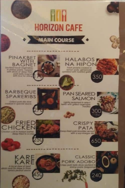 Menu at Horizon Cafe - Hotel 101 Manila, Pasay
