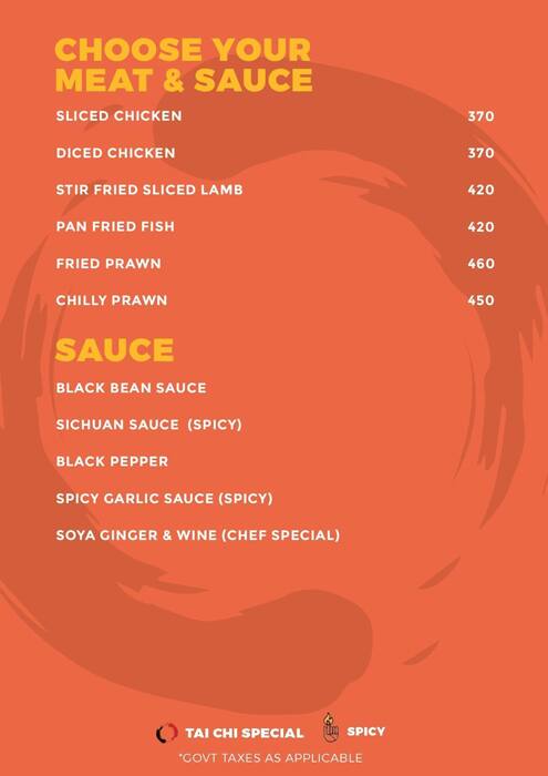 Menu at Tai Chi, Noida