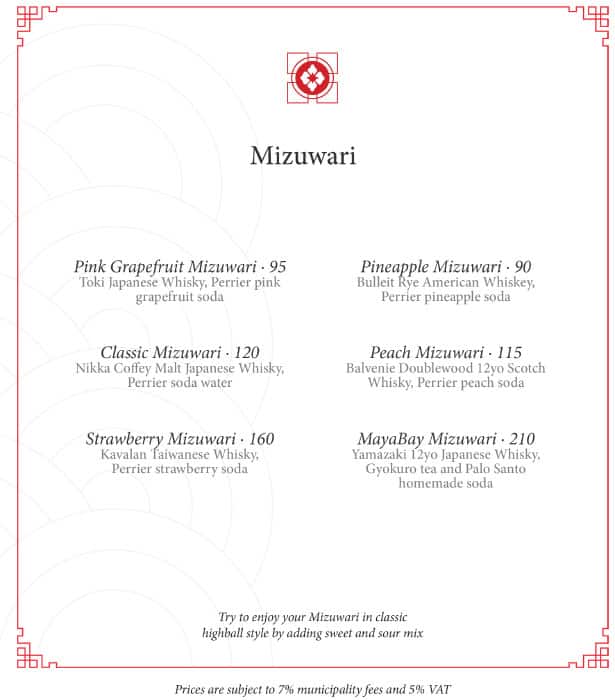 Menu at MayaBay Dubai restaurant, Dubai