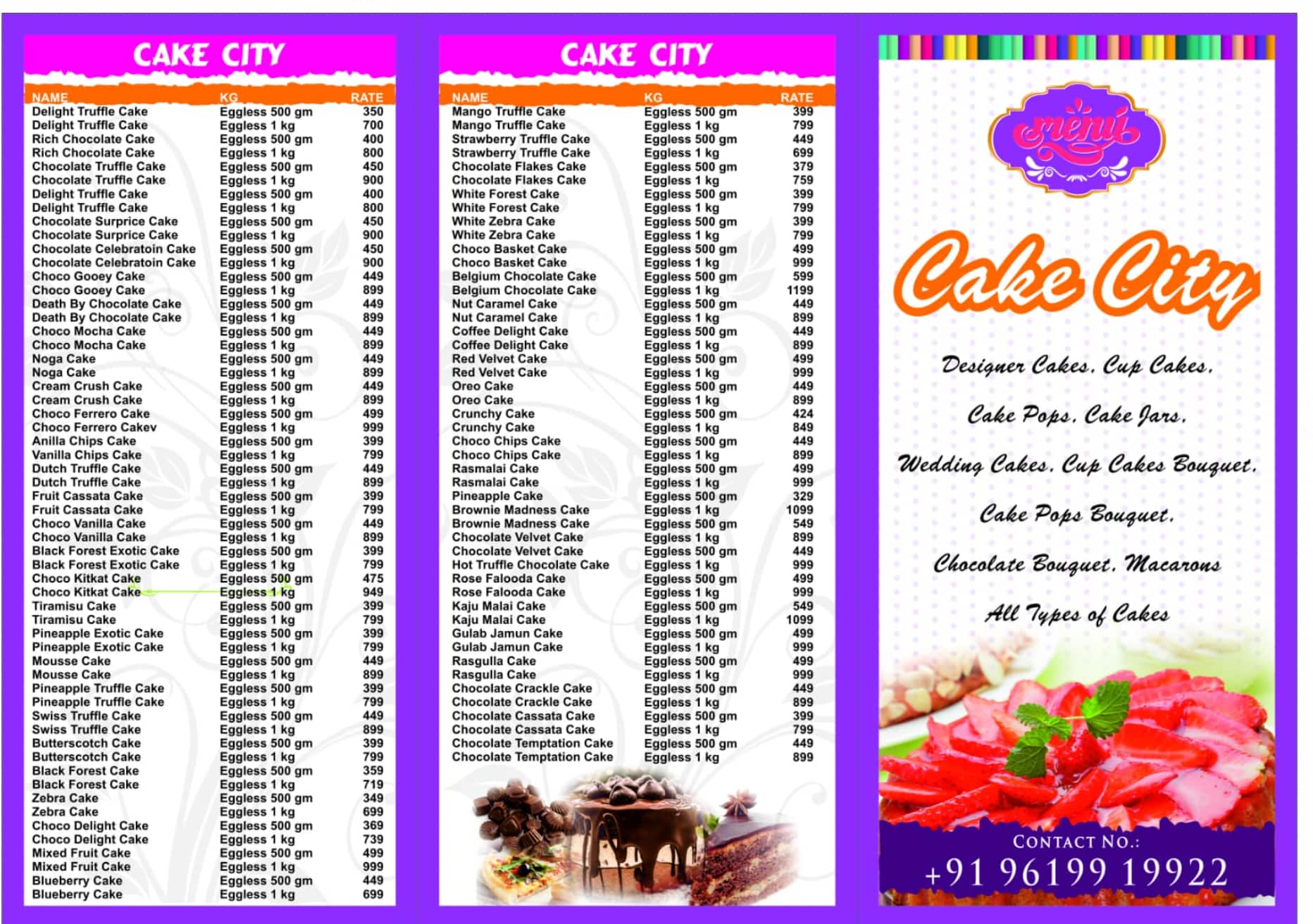 Menu of Cake City, Parel, Mumbai