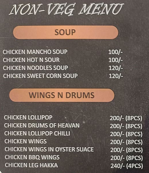 Menu of Chef's Kitchen, Kompally, Hyderabad