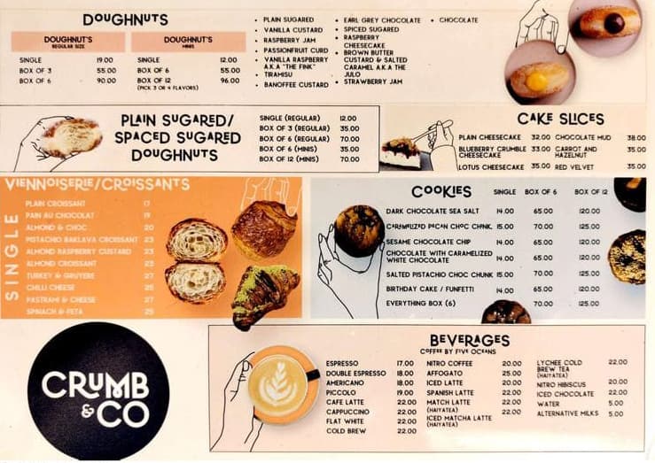 Menu of Crumb & Co, Motor City, Dubai